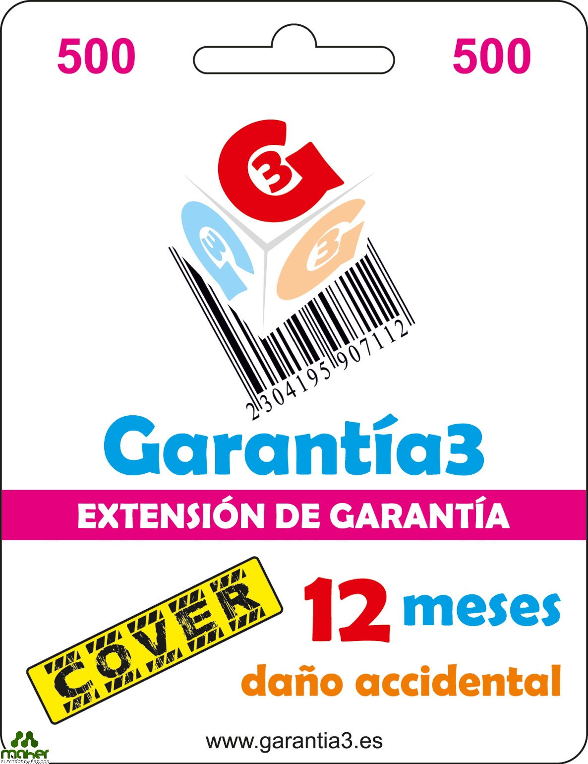 EXTENSION GARANTIA 12 MESES PARA DAÑO ACCIDENTAL 500€